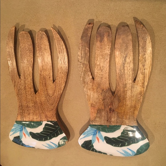 Kitchen | Nwt Salad Claws Mango Wood Enamel Tropical Look | Poshmark